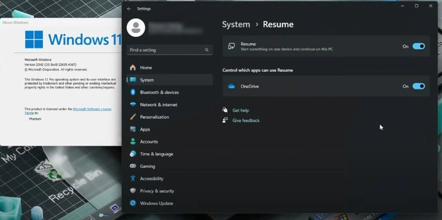 Windows 11 bổ sung tính năng Resume cạnh tranh với Handoff của MacOS