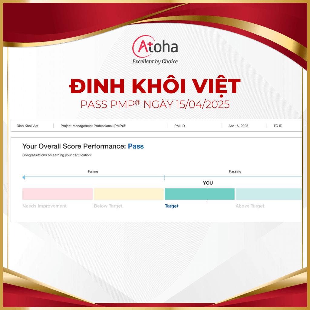 Đinh Khôi Việt, PMPPROHN21, pass PMP® ngày 15/04/2025 – Atoha