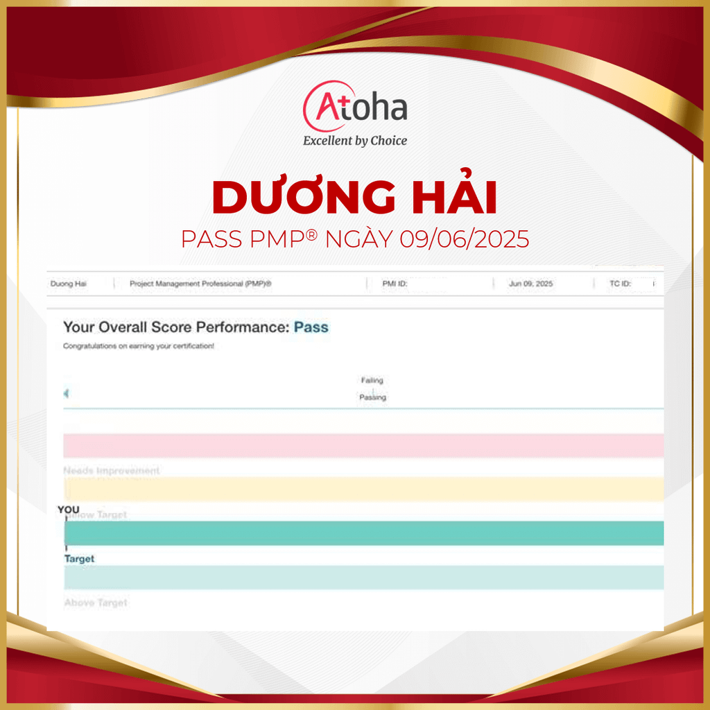 Dương Hải, PMPONLINEPRO47, pass PMP ngày 09/06/2025 – Atoha