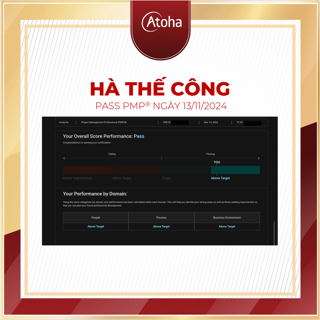 Hà Thế Công, Samsung SDS PMP02, pass PMP® ngày 13/11/2024 – Atoha