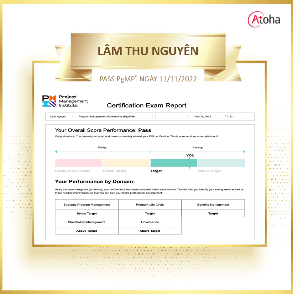 Lâm Thu Nguyên, PgMPONLINEPRO3, pass PgMP ngày 11/11/2022 – Atoha
