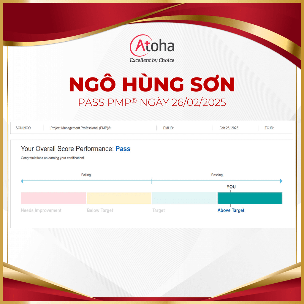 Ngô Hùng Sơn lớp PMPPROHN34, pass PMP ngày 26/02/2025 – Atoha