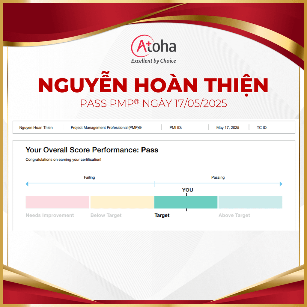 Nguyễn Hoàng Thiện, PMPONLINEPRO37, pass PMP ngày 17/05/2025 – Atoha