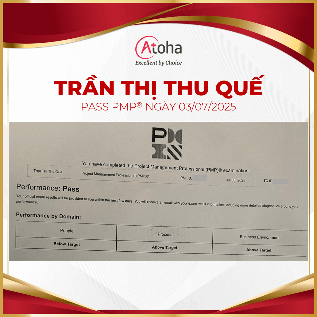 Trần Thị Thu Quế, PMPPRO51, pass PMP ngày 03/07/2025 – Atoha