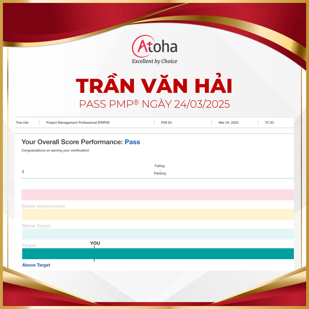 Trần Văn Hải, PMPONLINEPRO43, pass PMP max score ngày 24/03/2025 – Atoha