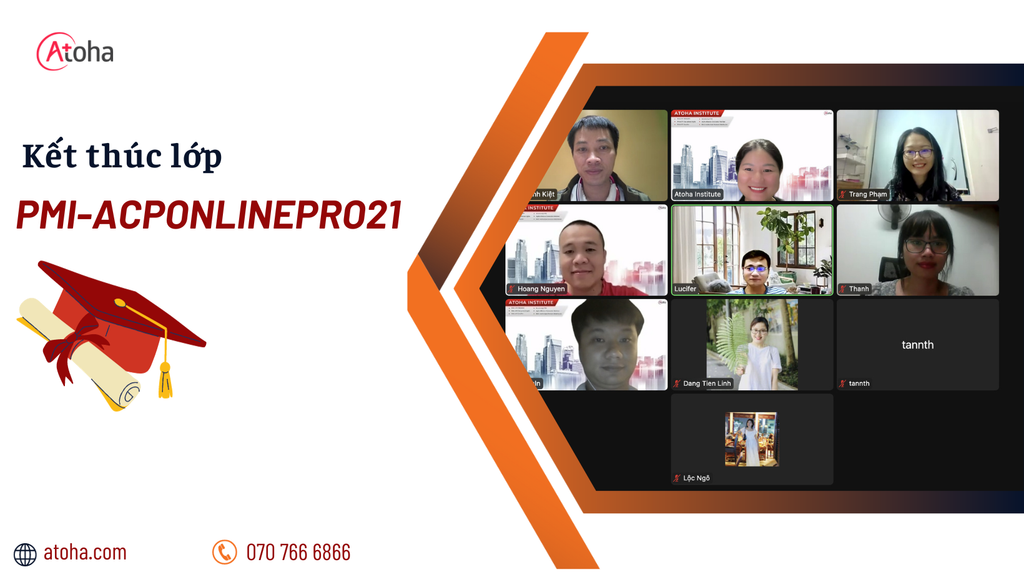 Kết thúc khóa học PMI-ACPONLINEPRO21 – Atoha