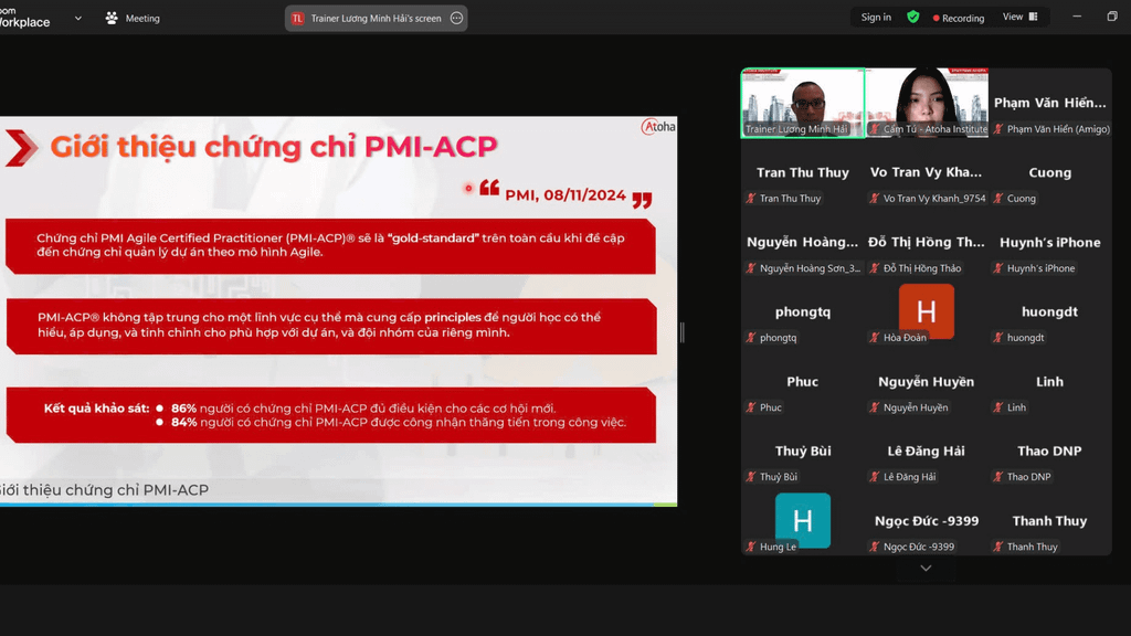 Triển khai thành công sự kiện "PMI-ACP và thông tin thiết yếu cần biết – Atoha