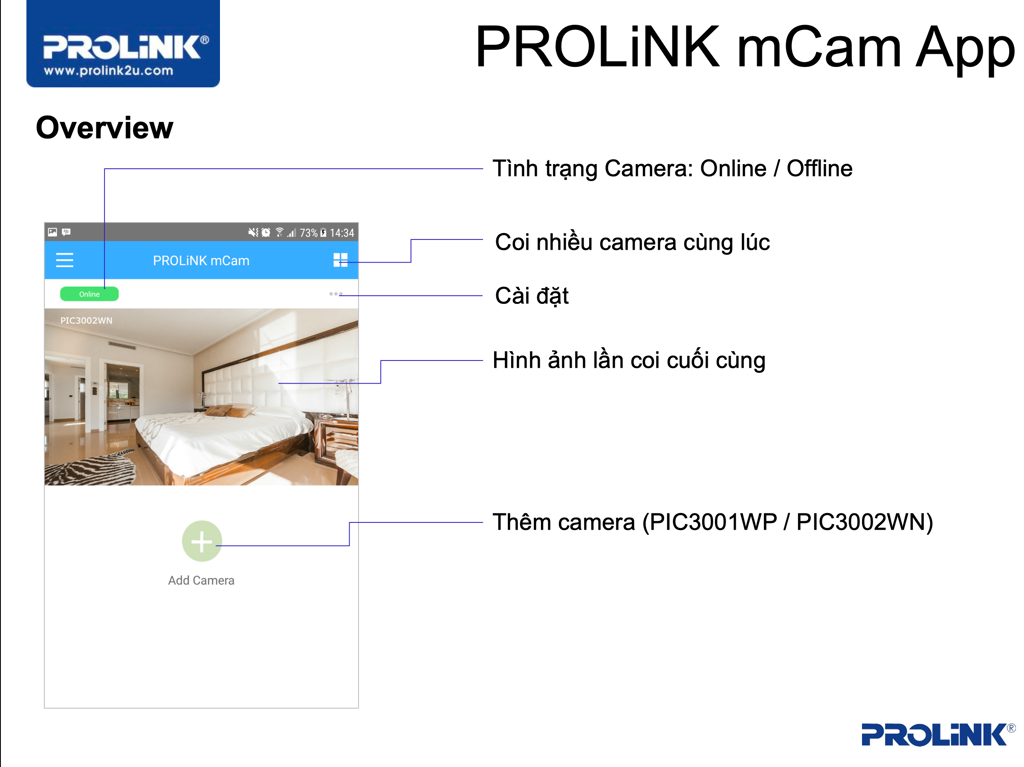 Giao diện phần mềm Prolink mCam quản lý Camera IP PIC3001WP/PIC3002WN – Phụ Kiện Số Hoá