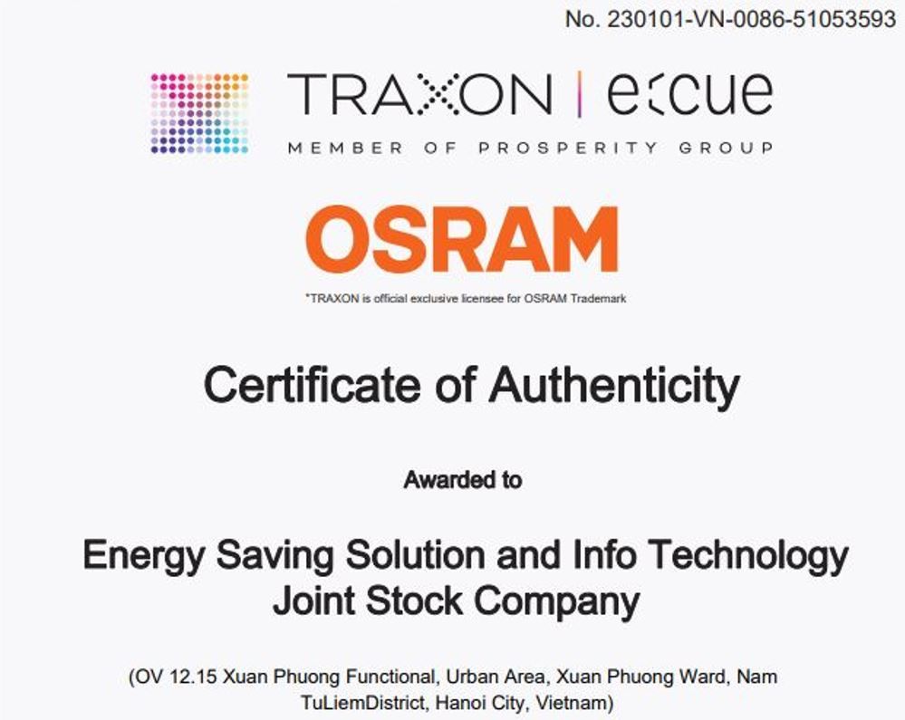 Traxon là công ty con của Tập đoàn: Prosperity Group từ ngày 1 tháng