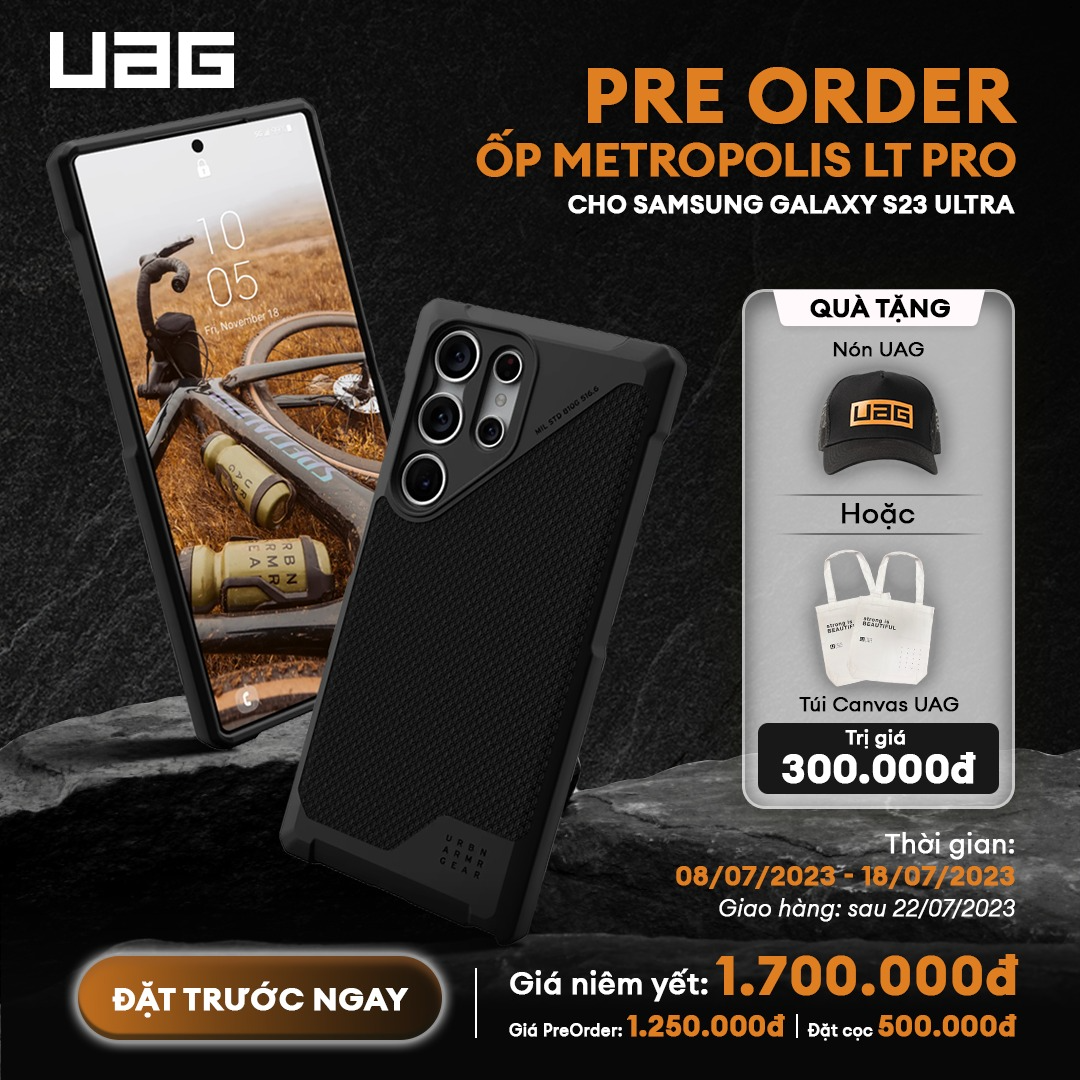 CHƯƠNG TRÌNH ĐẶT TRƯỚC ỐP UAG METROPOLIS LT CHO SAMSUNG GALAXY S23 ULT - VỰA PHỤ KIỆN