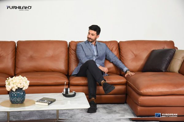 Top 5 mẫu sofa góc da màu nâu sang trọng, ấm áp Furniland