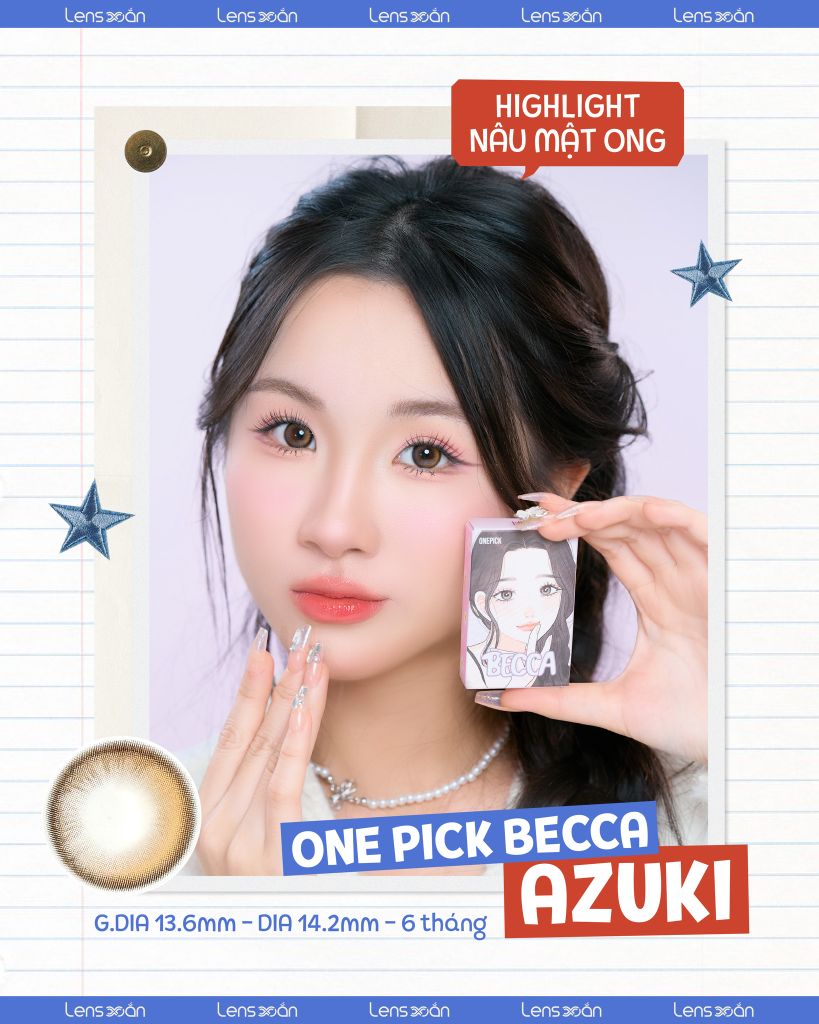 One Pick Becca Azuki – Lens nâu đỏ azuki trong veo, tự nhiên