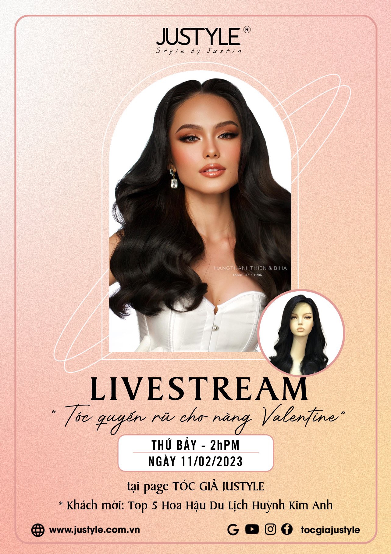 JUSTYLE | Livestream For Valentine 2023 – Tóc Giả JUSTYLE