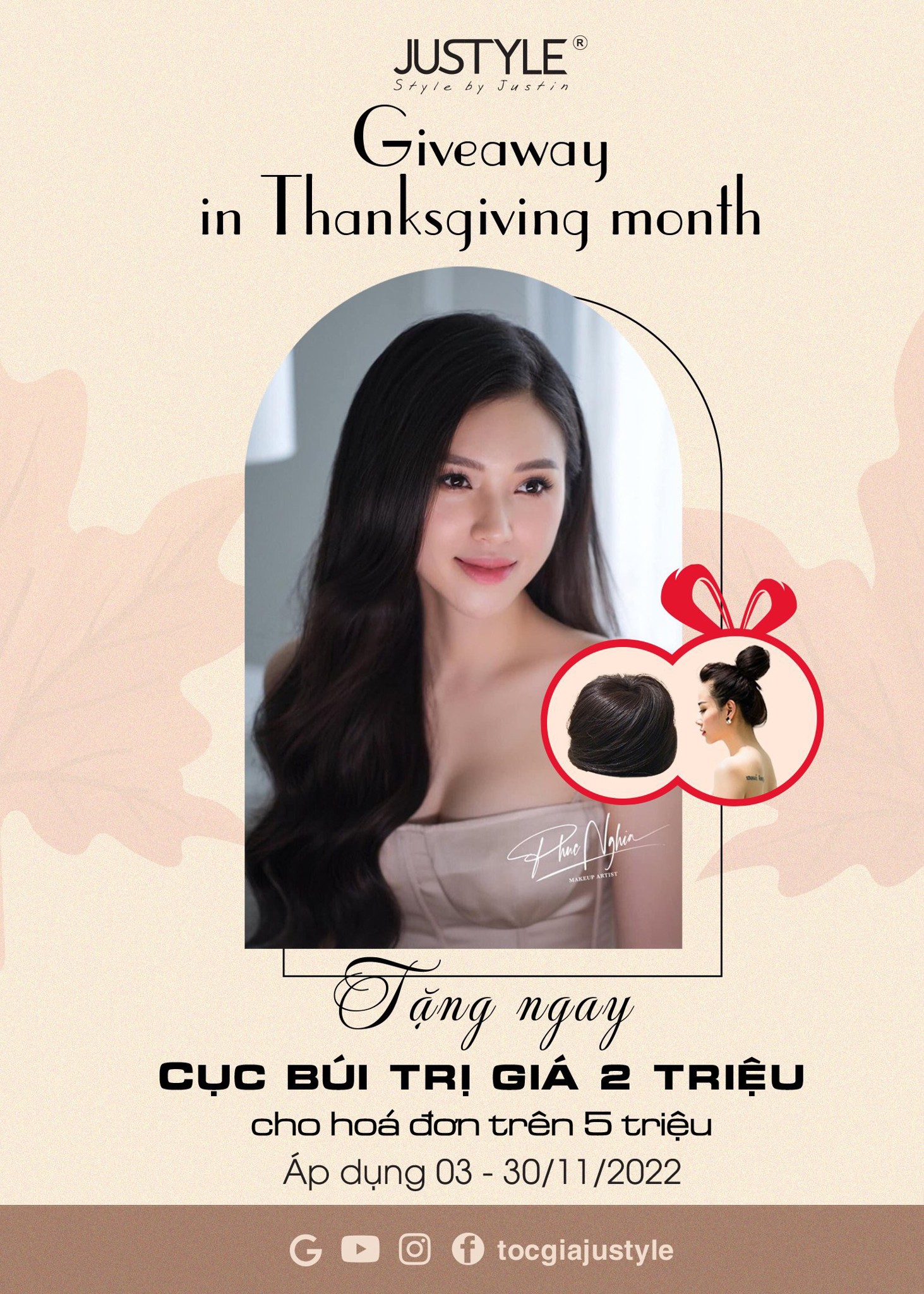 JUSTYLE | Giveaway In Thanksgiving Month (03 - 30 November, 2022) – Tóc Giả JUSTYLE