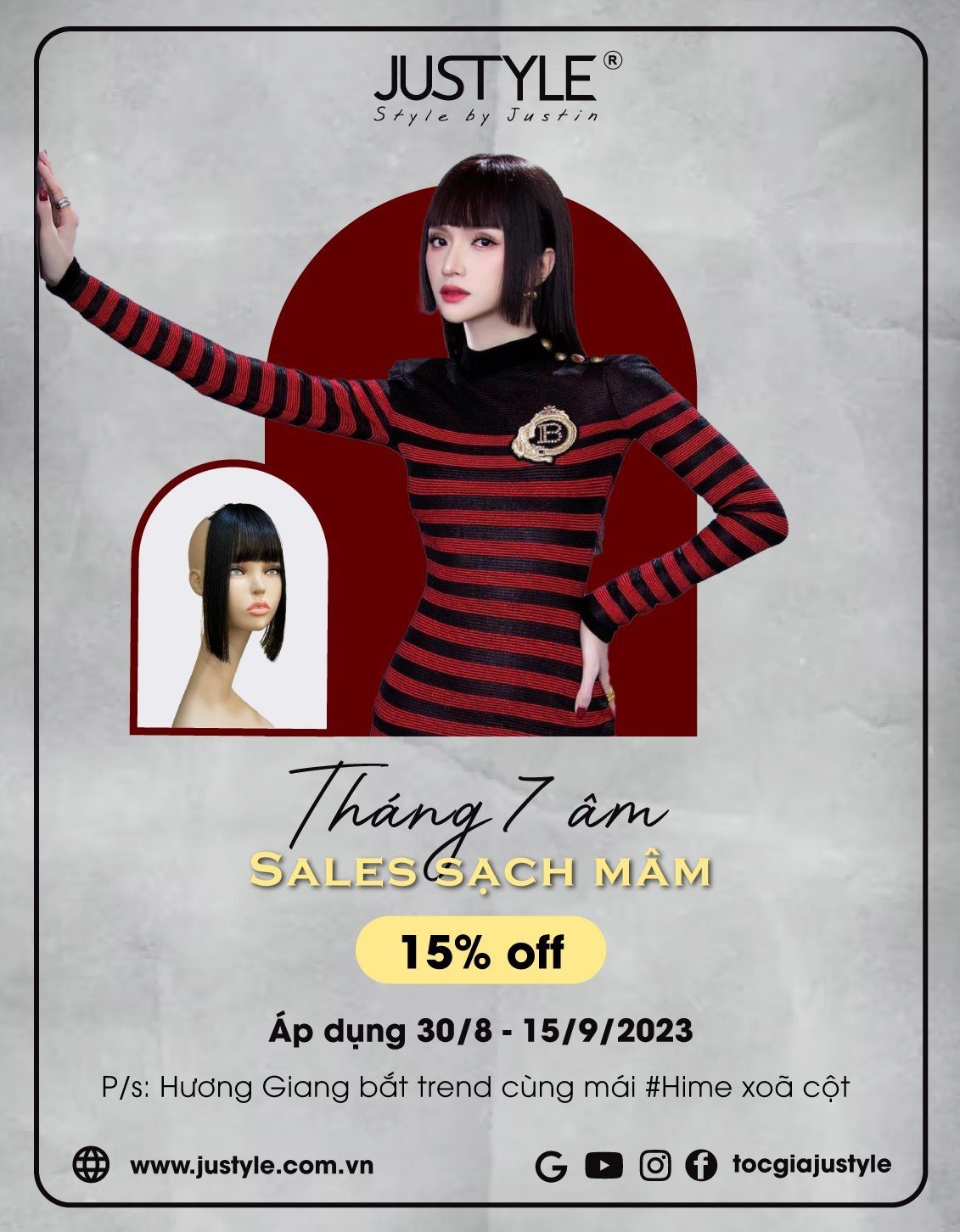 Tóc Giả JUSTYLE | Chương Trình Giảm Giá 15% Tại Salon