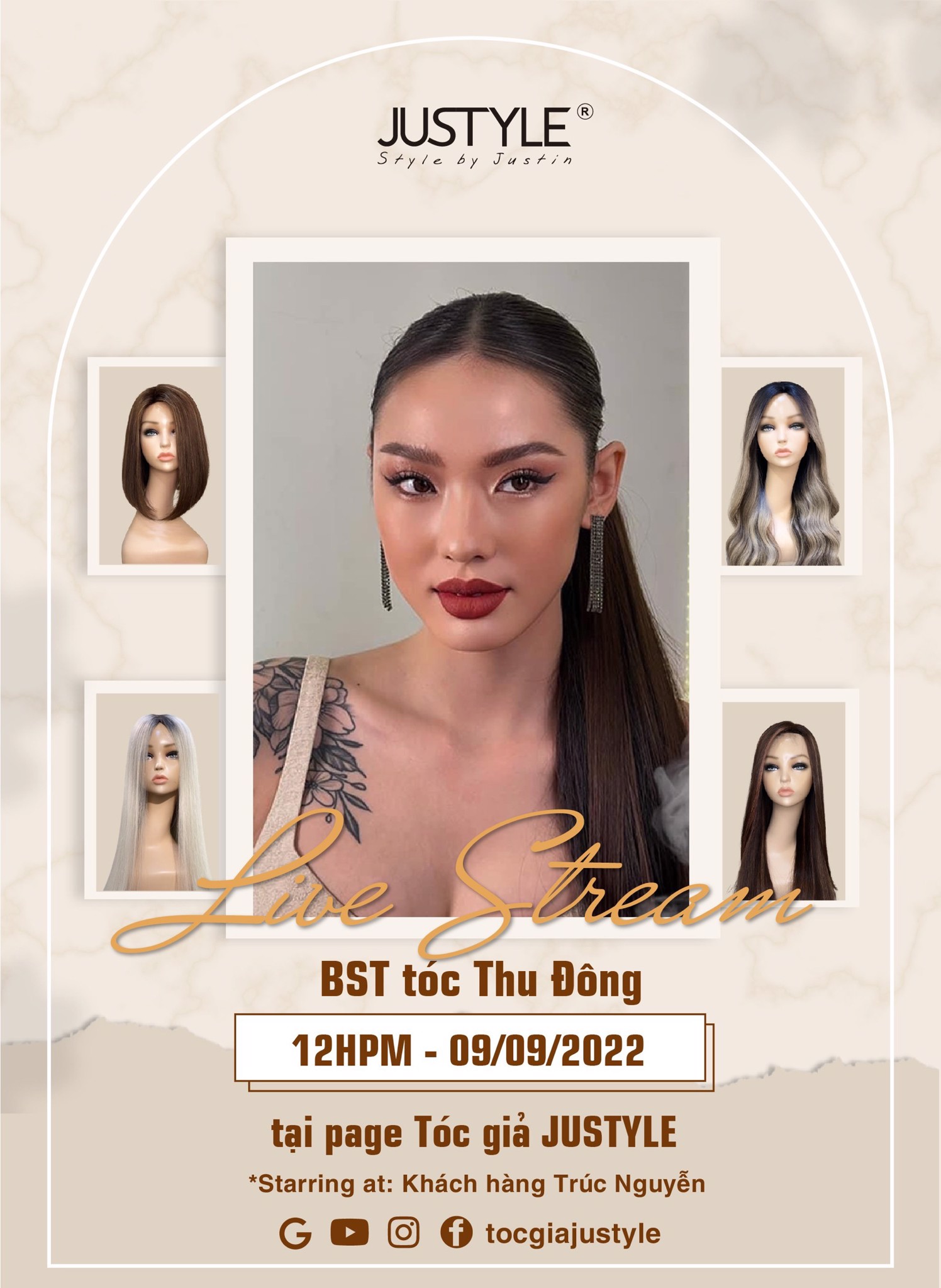 JUSTYLE | Livestream To Launch New Wig Collection (12pm 09/09/2022) – Tóc Giả JUSTYLE