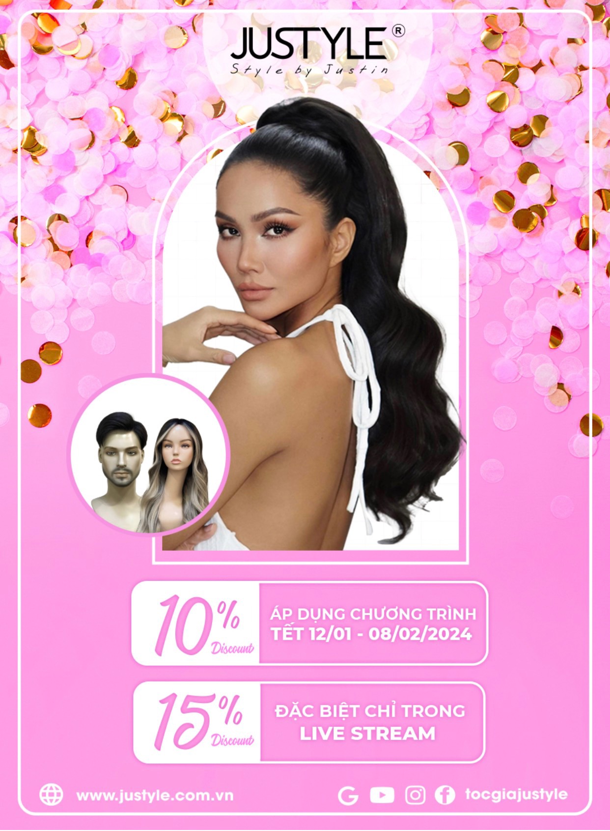 JUSTYLE Wig | Sales Promotion For Tet 2024 – Tóc Giả JUSTYLE