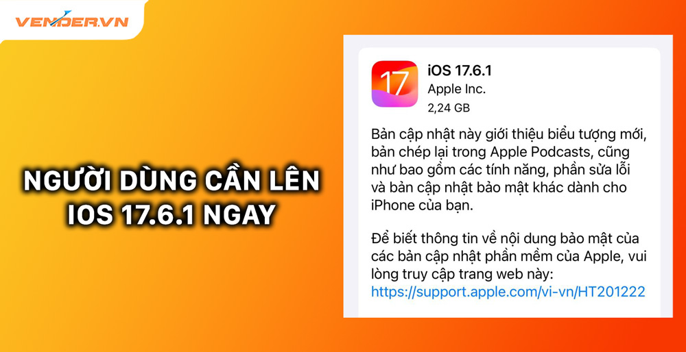 iOS 17.6.1 là bản cập nhật quan trọng bảo vệ dữ liệu người dùng nên lê – Vender
