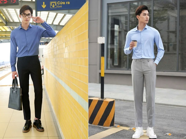 Áo sơ mi giày thể thao nam phối với quần nào đẹp?