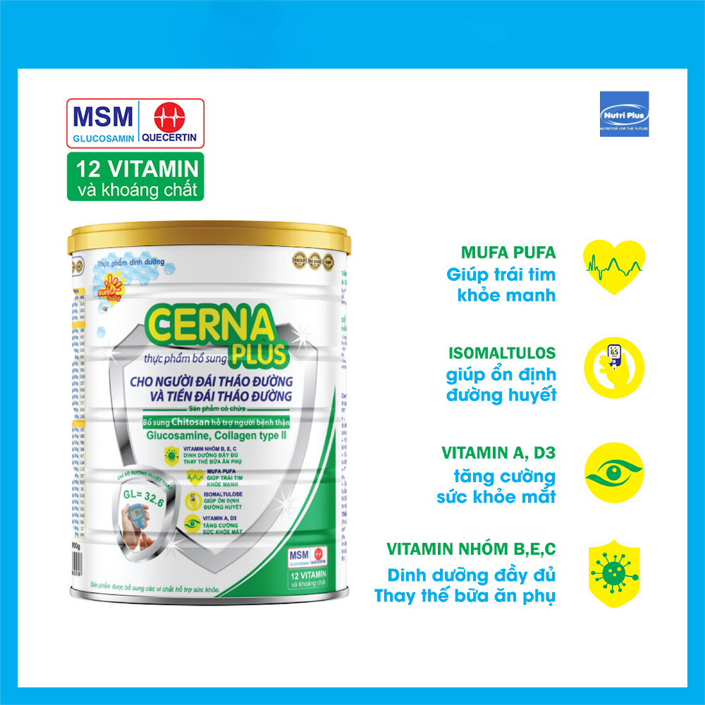 Sữa bột cho người tiểu đường CERNA PLUS 900g – Sunbaby.shop