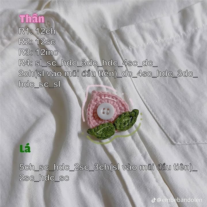 Len thừa thì móc gì nào 🤔 Chart móc len Khuy Cài Áo P.2 🍑🥑🍓 Nguồn: – MOSIDUO - Quà tặng handmade ...