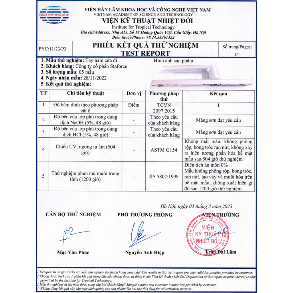 Chứng chỉ chất lượng Staforce – staforce