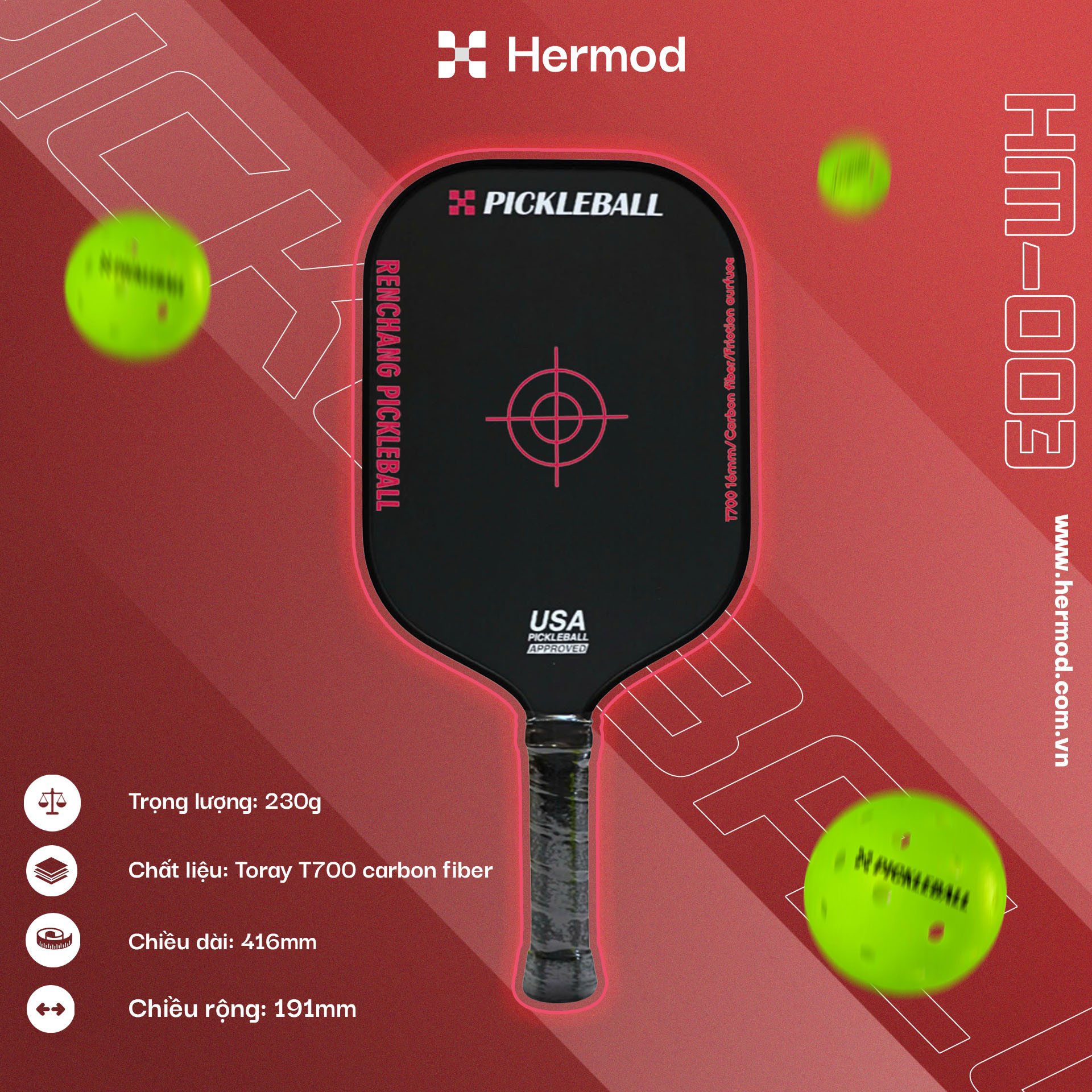 KHÁM PHÁ CÔNG NGHỆ TIÊN TIẾN TRONG CÂY VỢT PICKLEBALL HM003 - Hermod