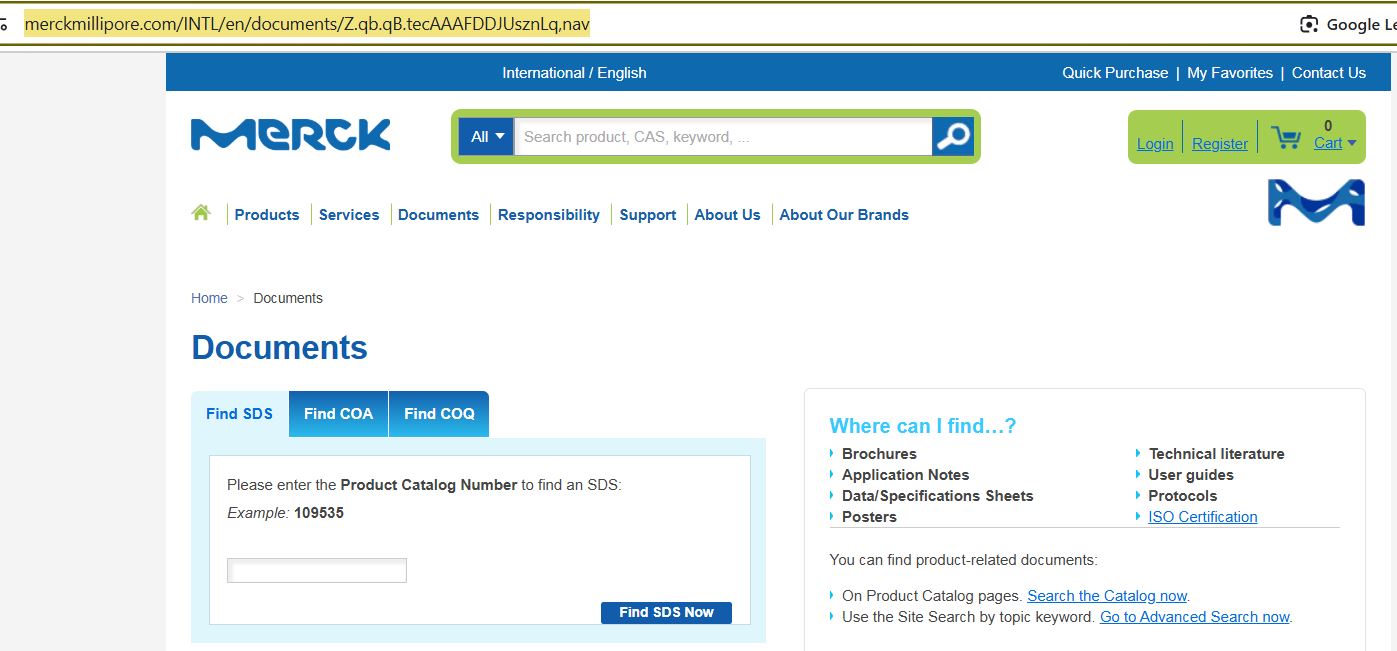 Danh mục hóa chất Merck cơ bản - Cách tải COA, MSDS– ICG