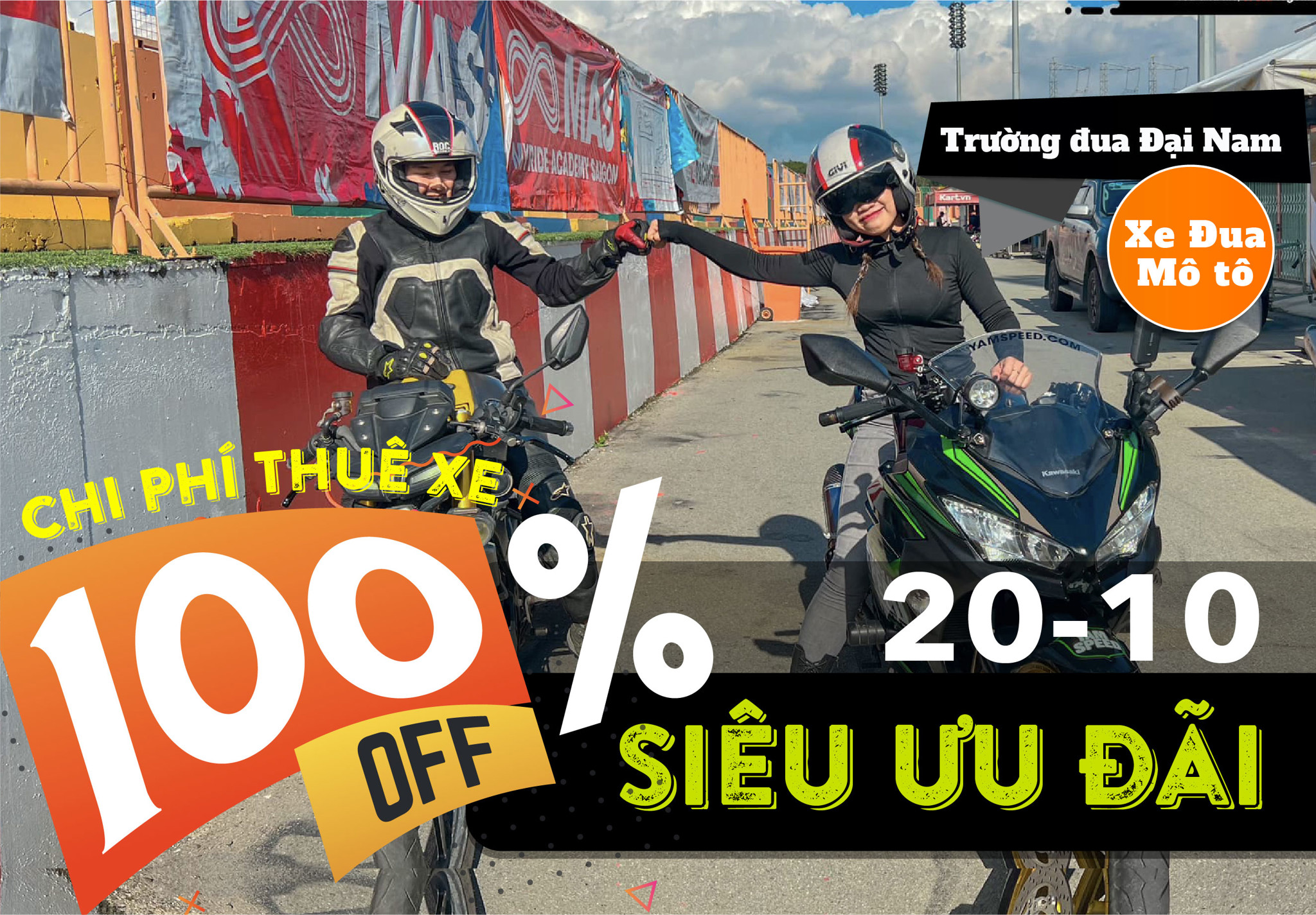 Miễn phí thuê xe mô tô tại trường đua Đại Nam ngày Phụ nữ Việt Nam – Yam Speed
