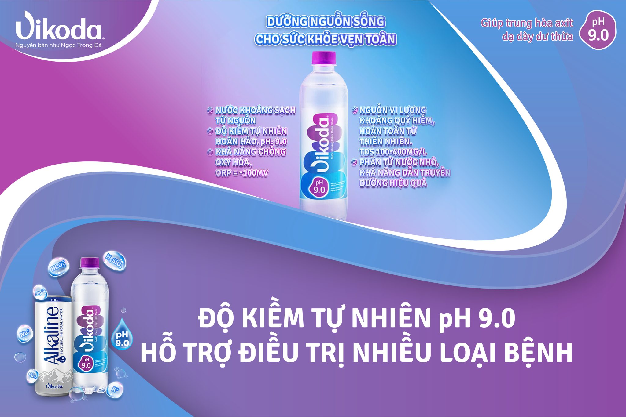 Độ kiềm tự nhiên pH 9.0 hỗ trợ điều trị nhiều loại bệnh