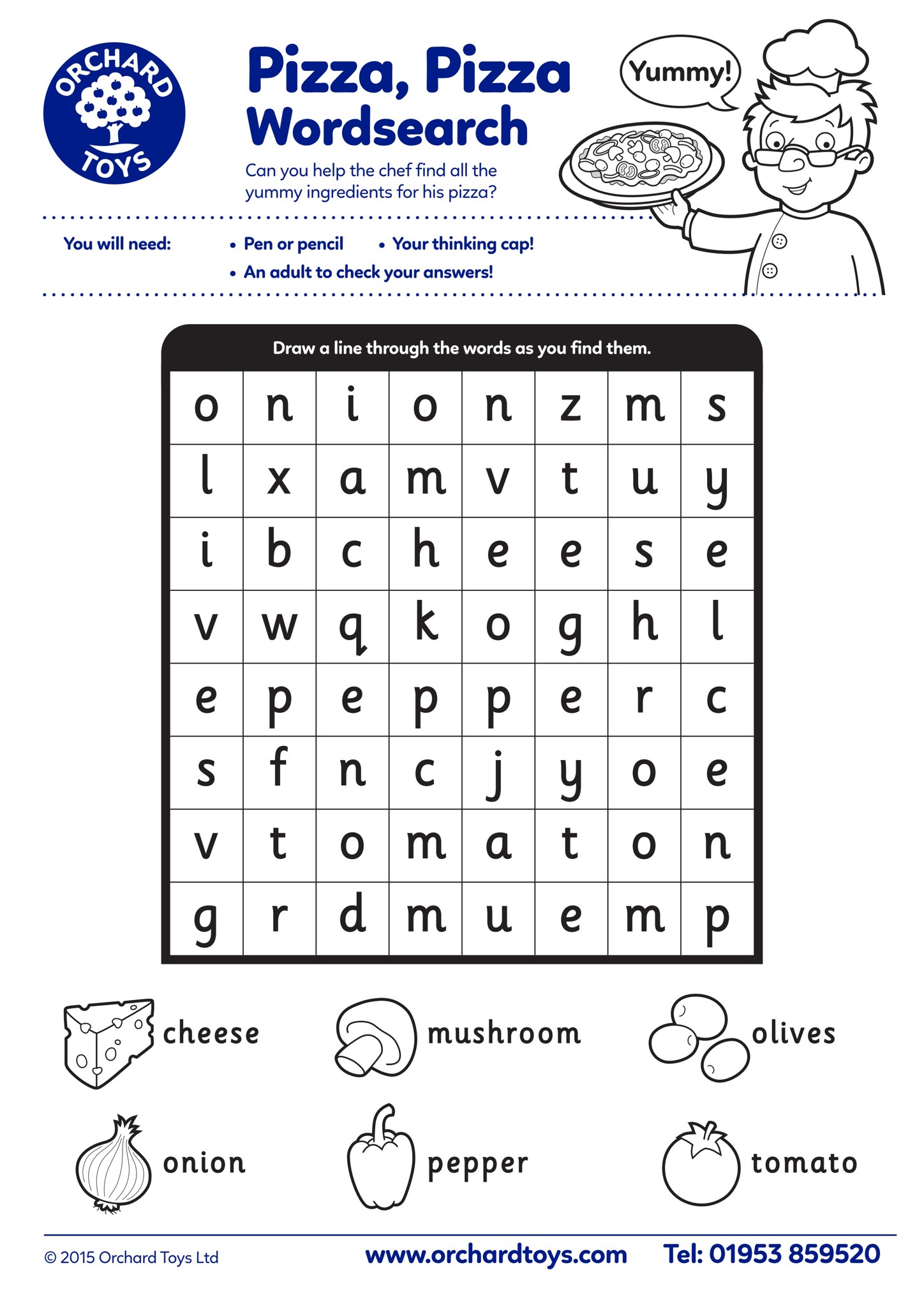 Pizza Pizza Wordsearch – Kidozy - Orchard Toys Vietnam