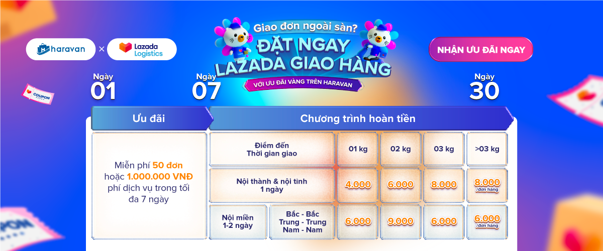 Ưu đãi phí ship từ Lazada Logistics chỉ có trên Haravan