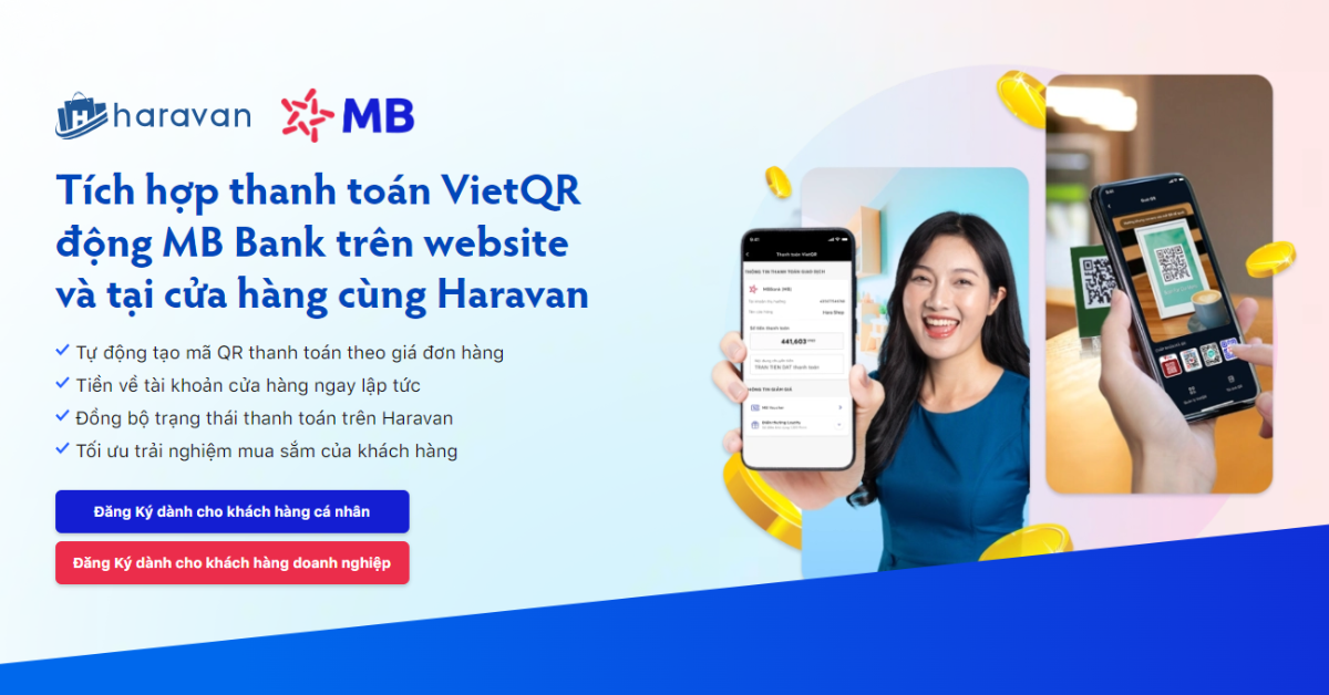 Tích hợp thanh toán QR động trên website Haravan và cửa hàng MBBank