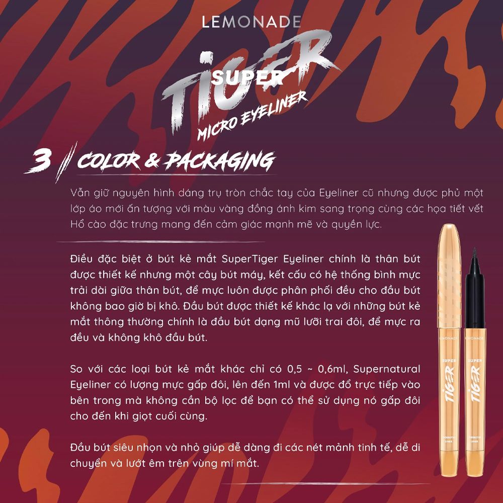 Bút Kẻ Mắt Nước Siêu Mảnh, Chống Trôi Lemonade Super Tiger Eyeliner 1g ...