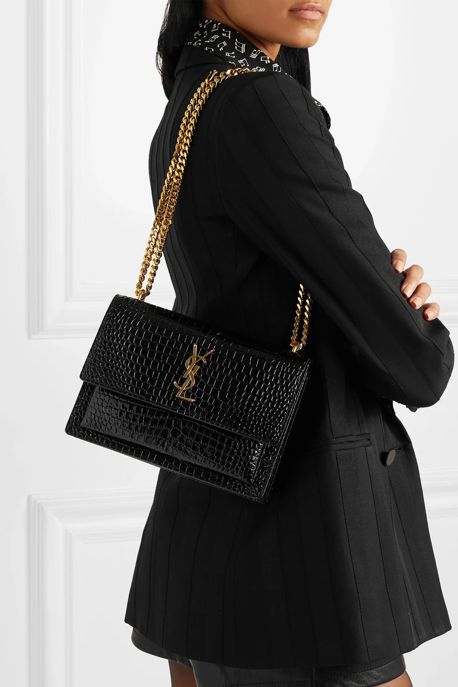 YSL Sunset Small Croc-effect Shoulder Bag – Kirei & Hansamu
