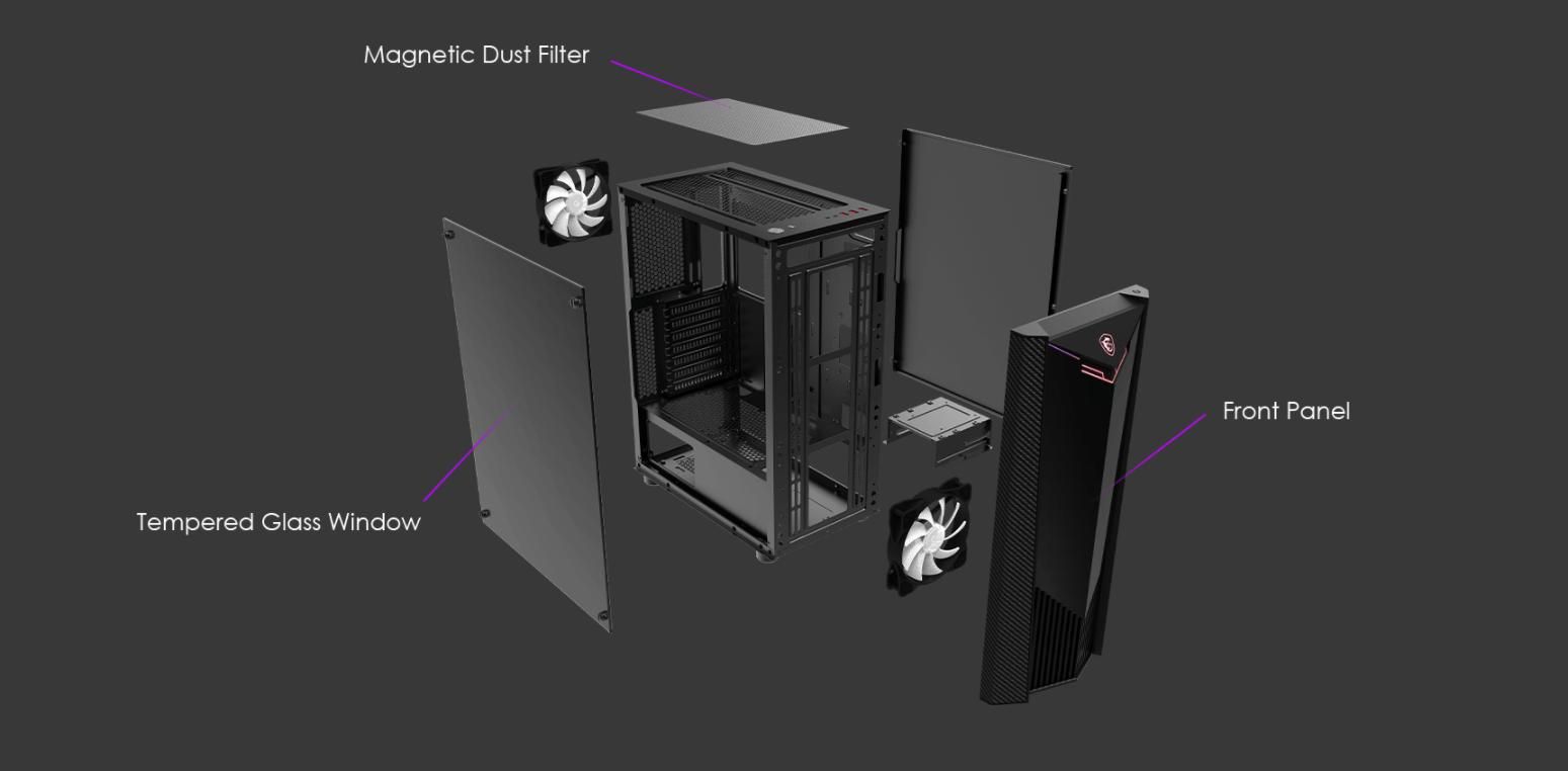 Case MSI MAG SHIELD 110R (Mid Tower/Màu Đen/ Kèm 2 Fan ) - Thế Giới ...