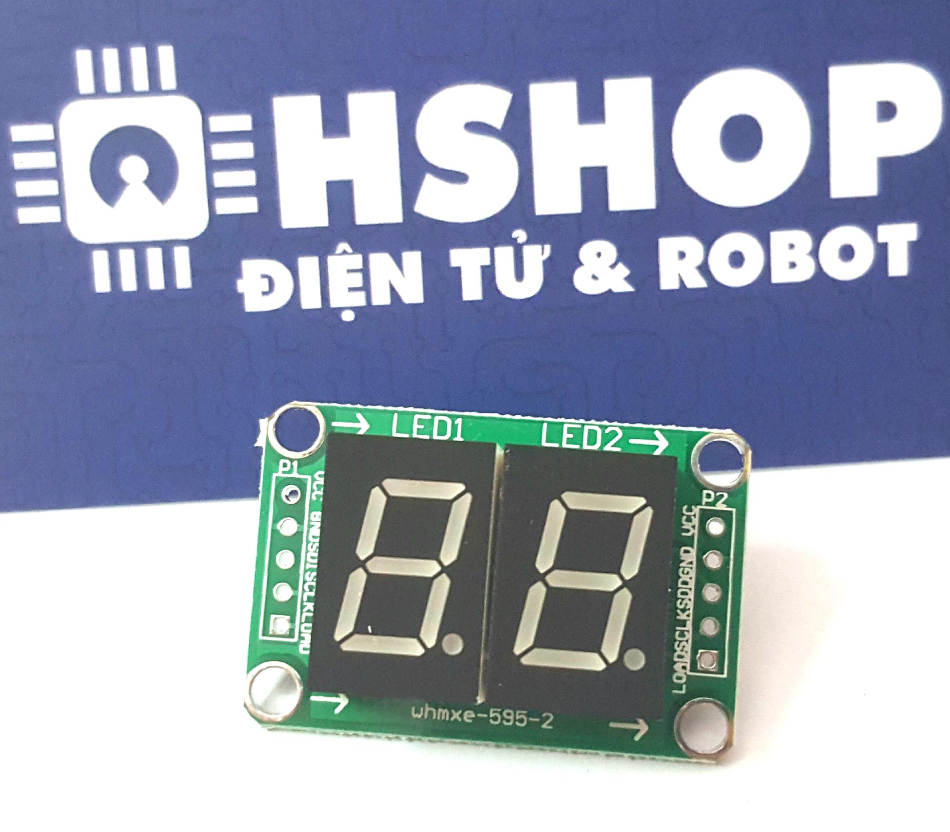 Mạch hiển thị 2 led 7 đoạn 0.5 inch 74HC595 – Hshop.vn