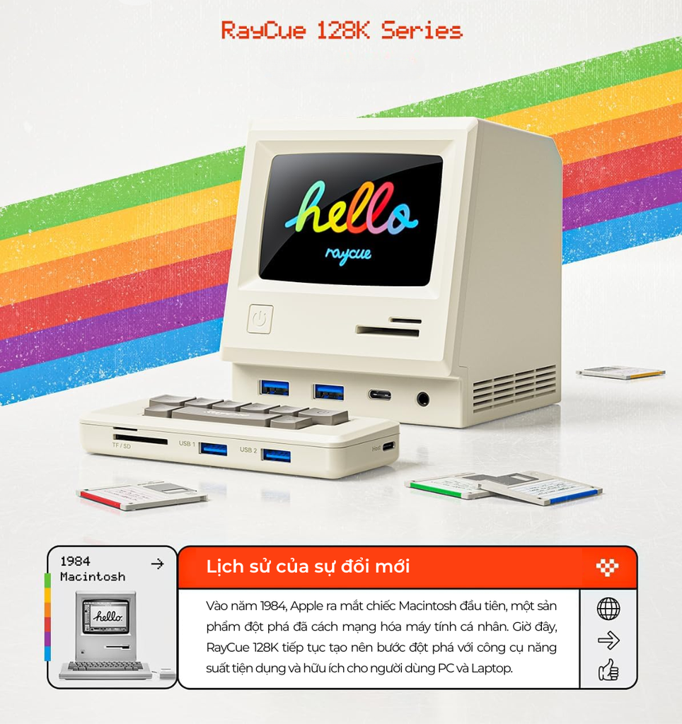 RayCue 128K: Docking Station Retro 13 Cổng Kết Nối và Loa Bluetooth ...