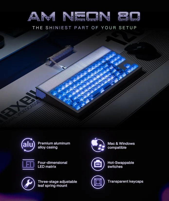 Bàn phím cơ Angry Miao AM Neon 80: Kiệt tác RGB của sự đổi mới mang tí ...