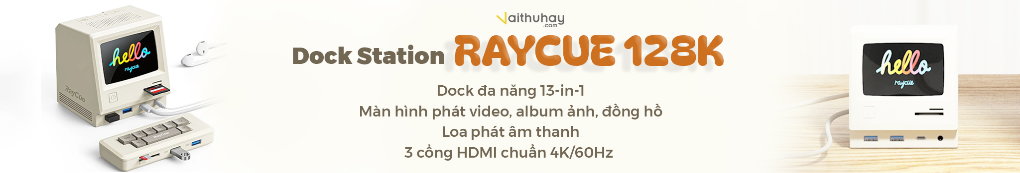 RayCue 128K: Docking Station Retro 13 Cổng Kết Nối và Loa Bluetooth ...
