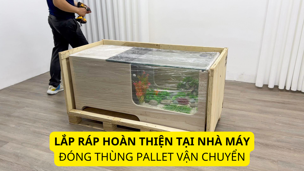 Bàn trà bể cá AQUAP bộ tiêu chuẩn, màu trắng kem: Nhẹ nhàng, tươi sáng ...