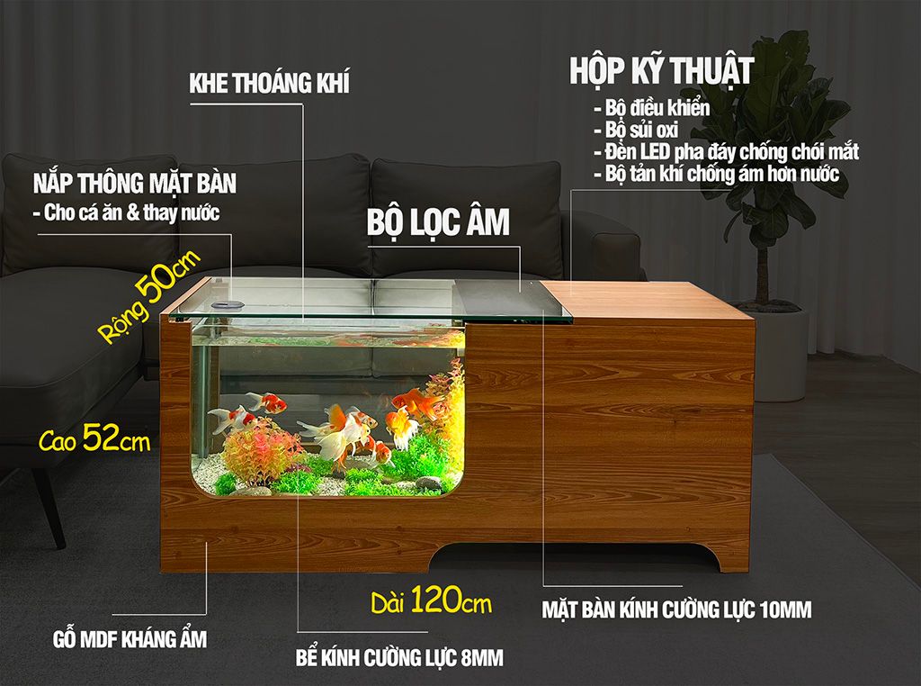 Bàn trà bể cá aquap bộ tiêu chuẩn, màu cánh gián: mẫu mới nhất– AQUAP ...