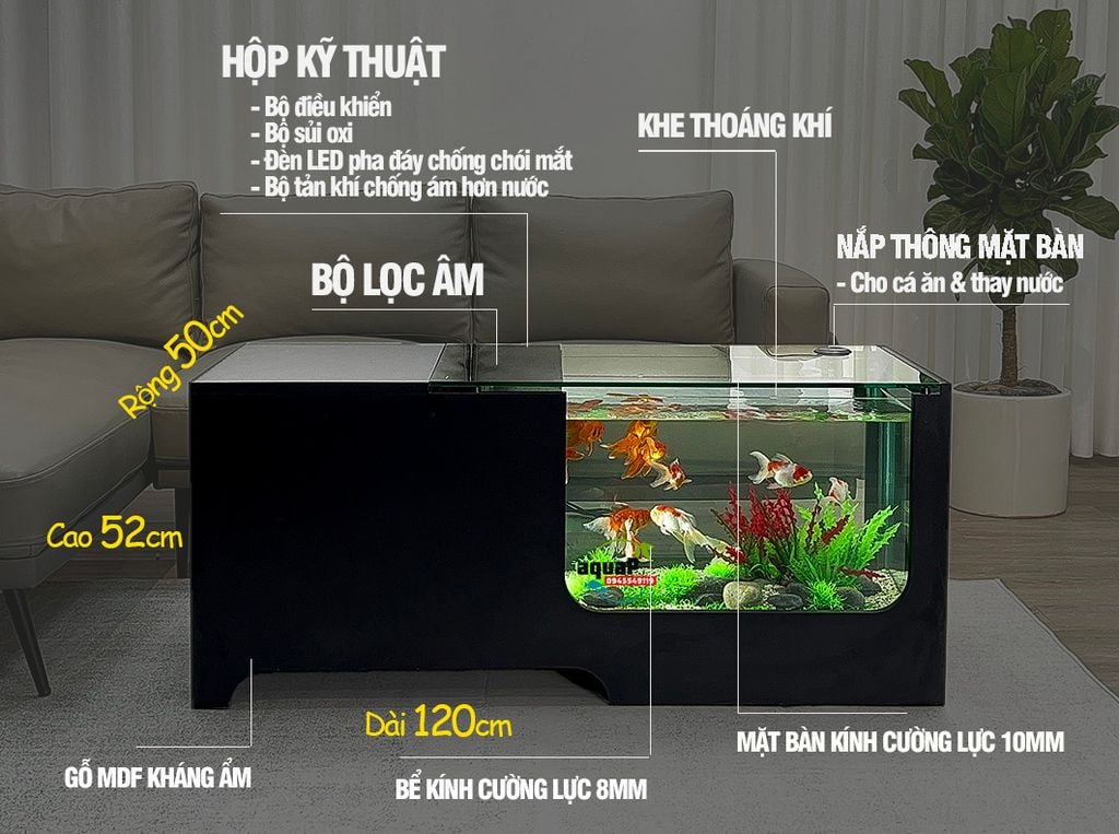 BÀN TRÀ BỂ CÁ AQUAP BỘ TIÊU CHUẨN - MÀU ĐEN: QUÝ PHÁI, LỊCH LÃM– AQUAP ...