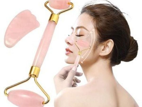 Thanh Lăn Massage Mặt đá Thạch Anh Hồng Sản Phẩm Làm đẹp Không Thể Trang Sức Sen