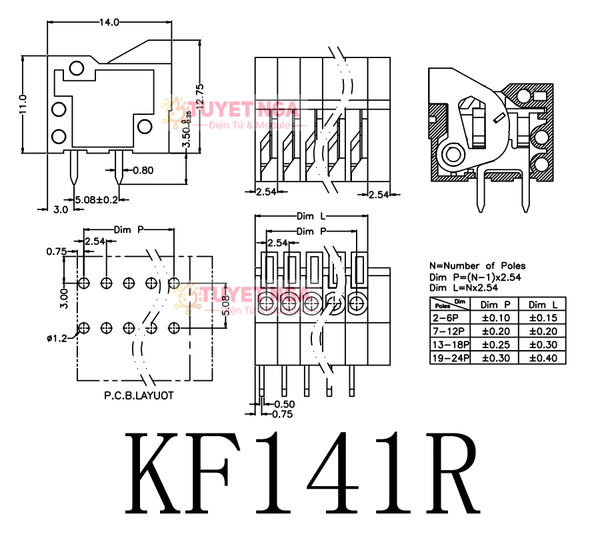 KF141R Terminal 2 Chân 2.54mm – ĐIỆN TỬ TUYẾT NGA