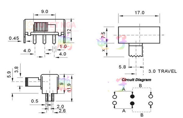SK-22F02 Công Tắc Trượt 6 Chân 2 Vị Trí – ĐIỆN TỬ TUYẾT NGA