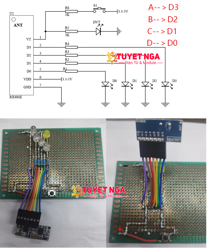 RX480E Mạch Thu Sóng RF 433MHz Học Lệnh – ĐIỆN TỬ TUYẾT NGA