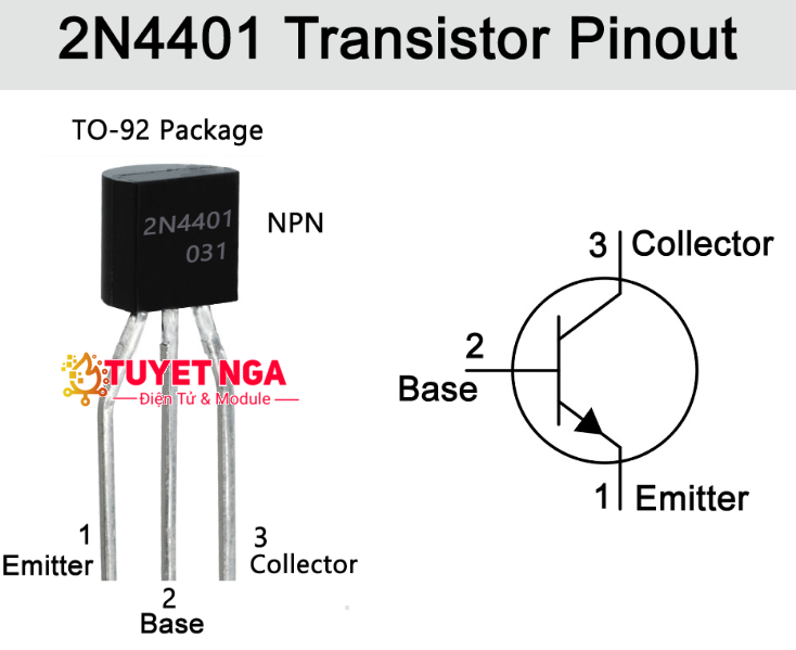 2N4401 Transistor 4401 60V 0.6A NPN TO-92 – ĐIỆN TỬ TUYẾT NGA