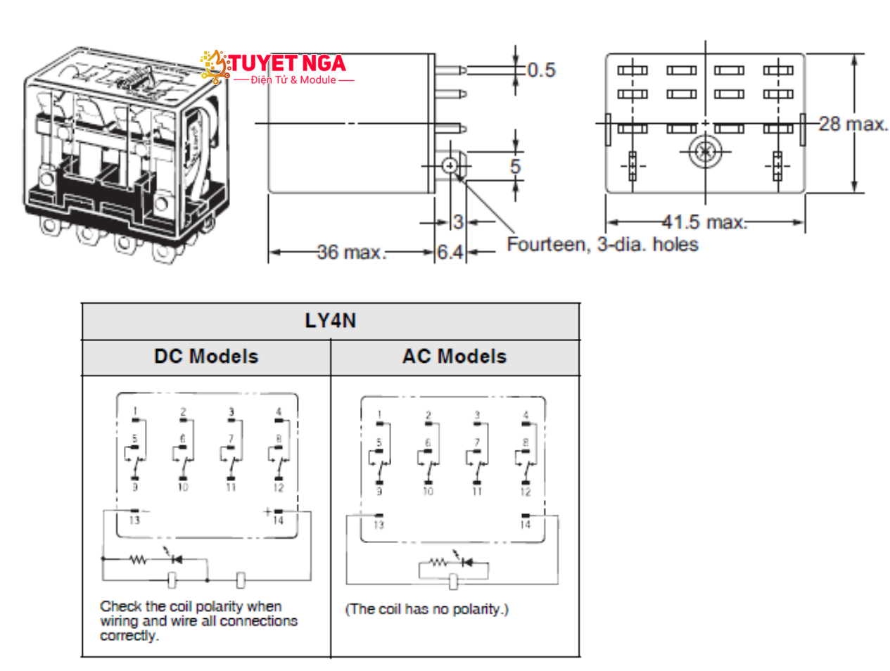 LY4N Relay Trung Gian Omron 24V 10A 14 Chân Dẹp – ĐIỆN TỬ TUYẾT NGA