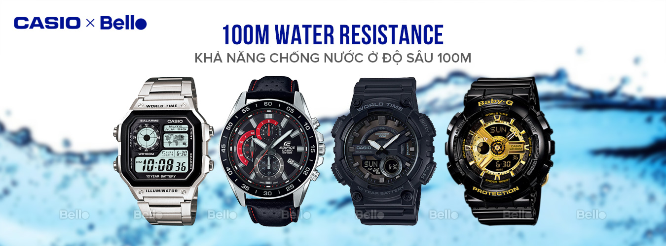 Đồng hồ Casio 100M Water Resistance - Khả năng chống nước sâu 100m ...